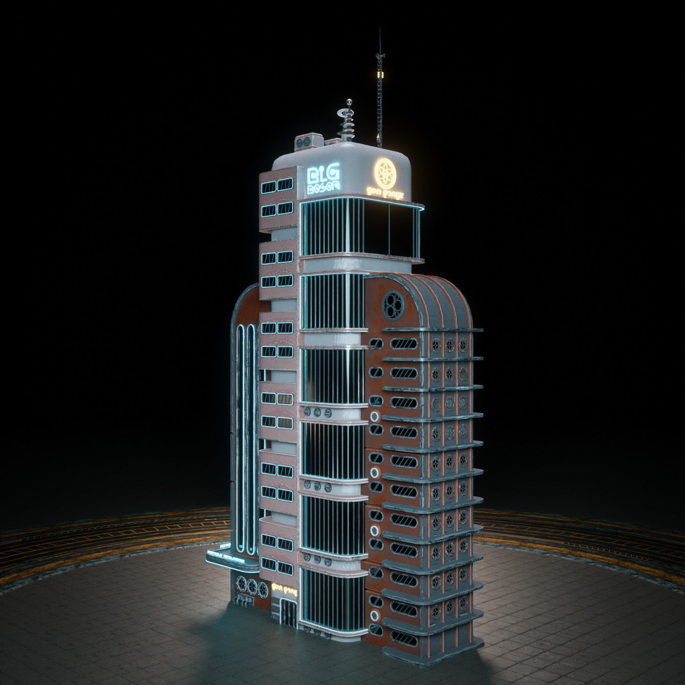 3D model SCIFI ATOMPUNK BUILDING 08 VR / AR / low-poly | CGTrader