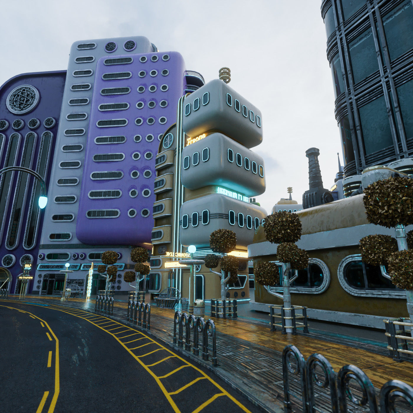 3D model SCIFI ATOMPUNK CITY ENVIRONMENT TILEABLE LOOP VR / AR / low ...
