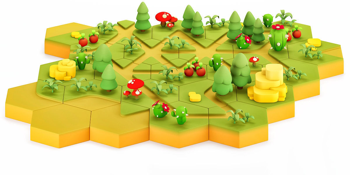 3D model Stylized modular platform game level design VR / AR / low-poly ...