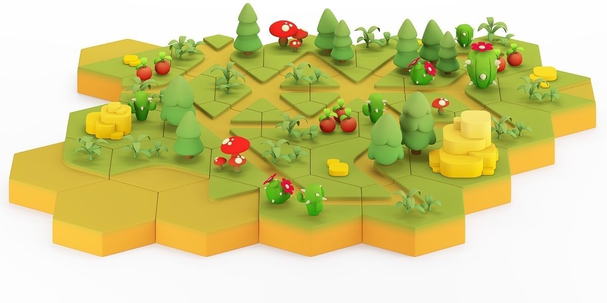 3D model Stylized modular platform game level design VR / AR / low-poly ...