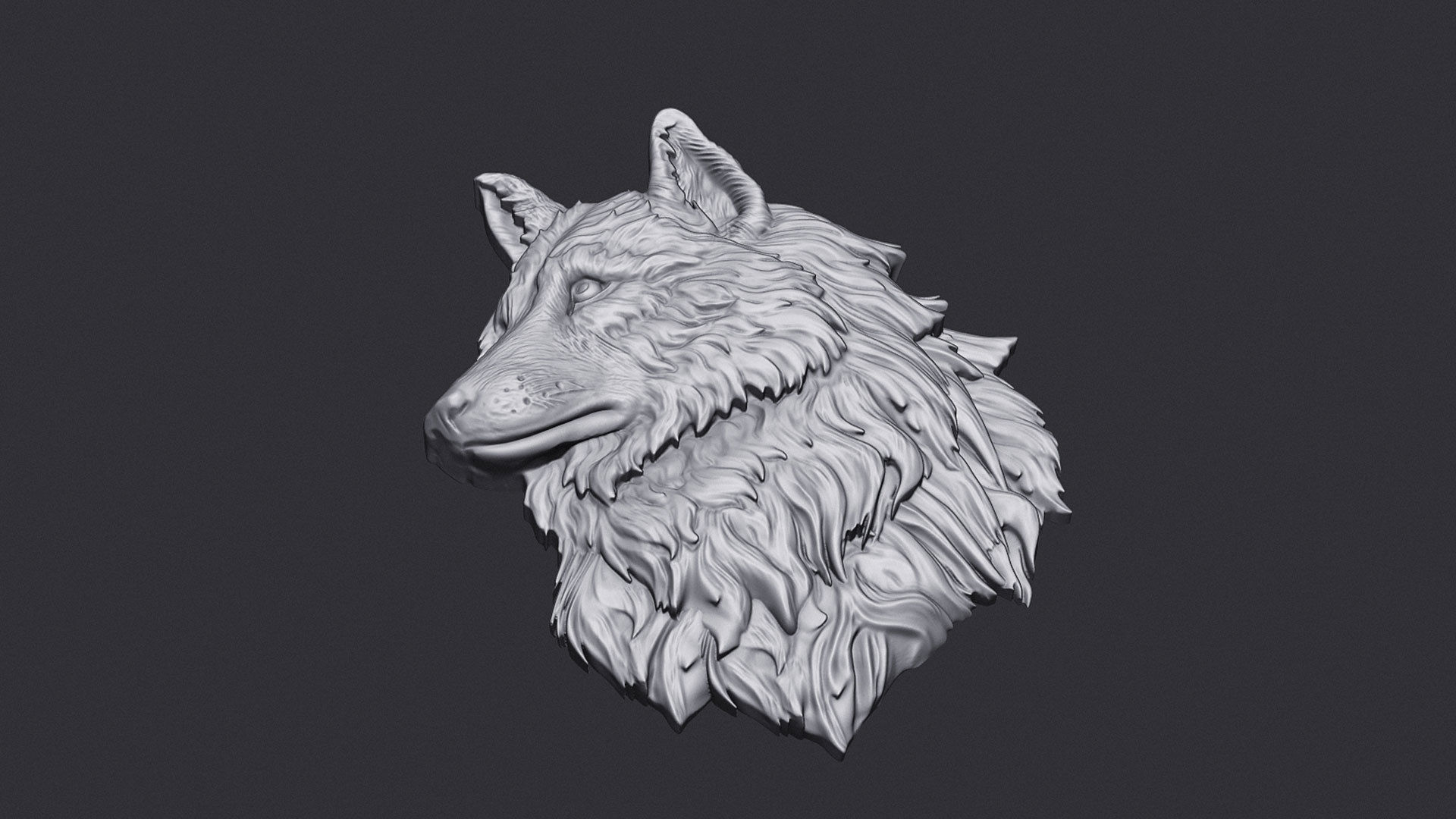 Wolf head bas-relief 3D model 3D printable | CGTrader
