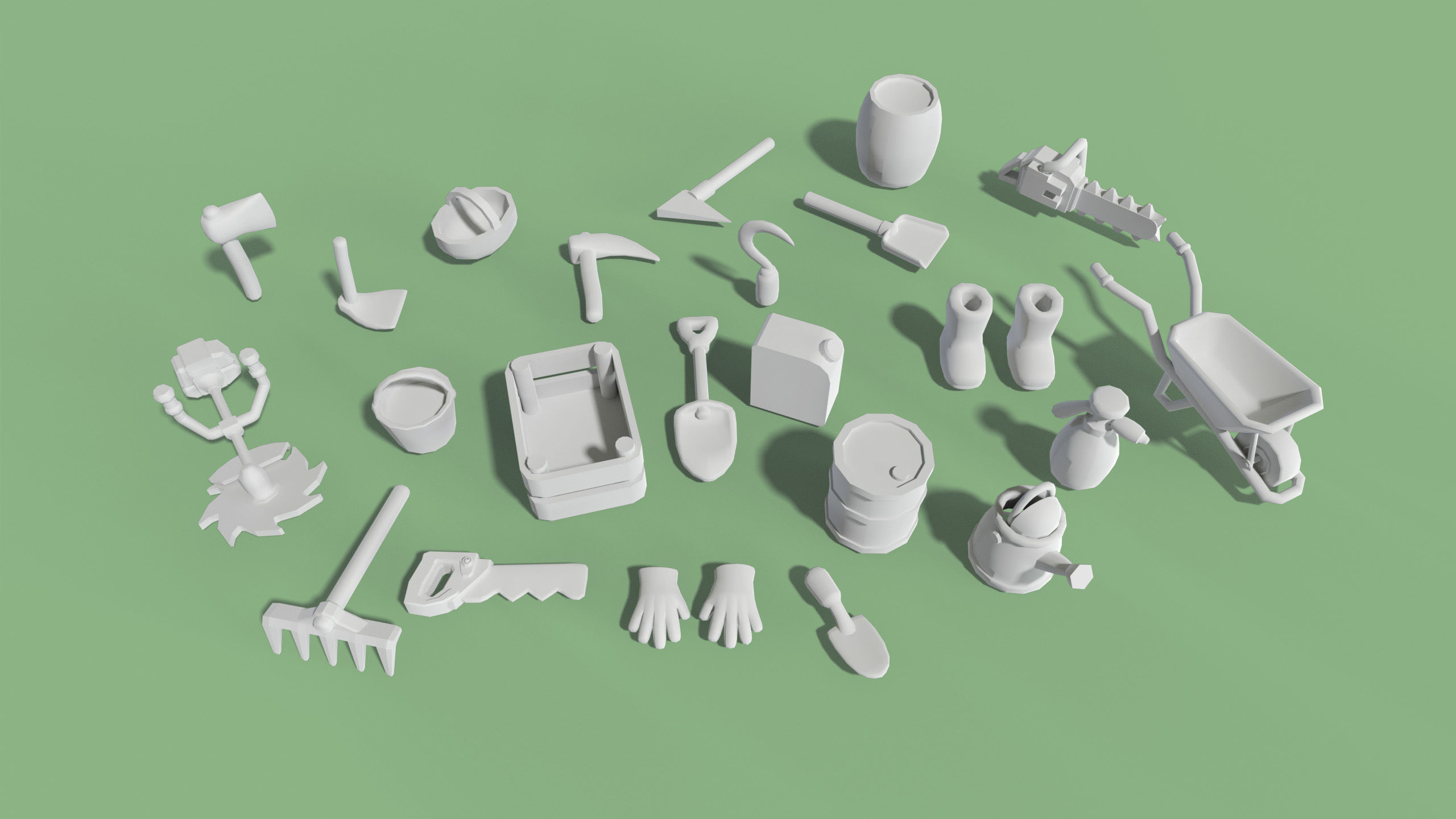 3D model Low-poly Cartoon Farm tools Pack VR / AR / low-poly | CGTrader