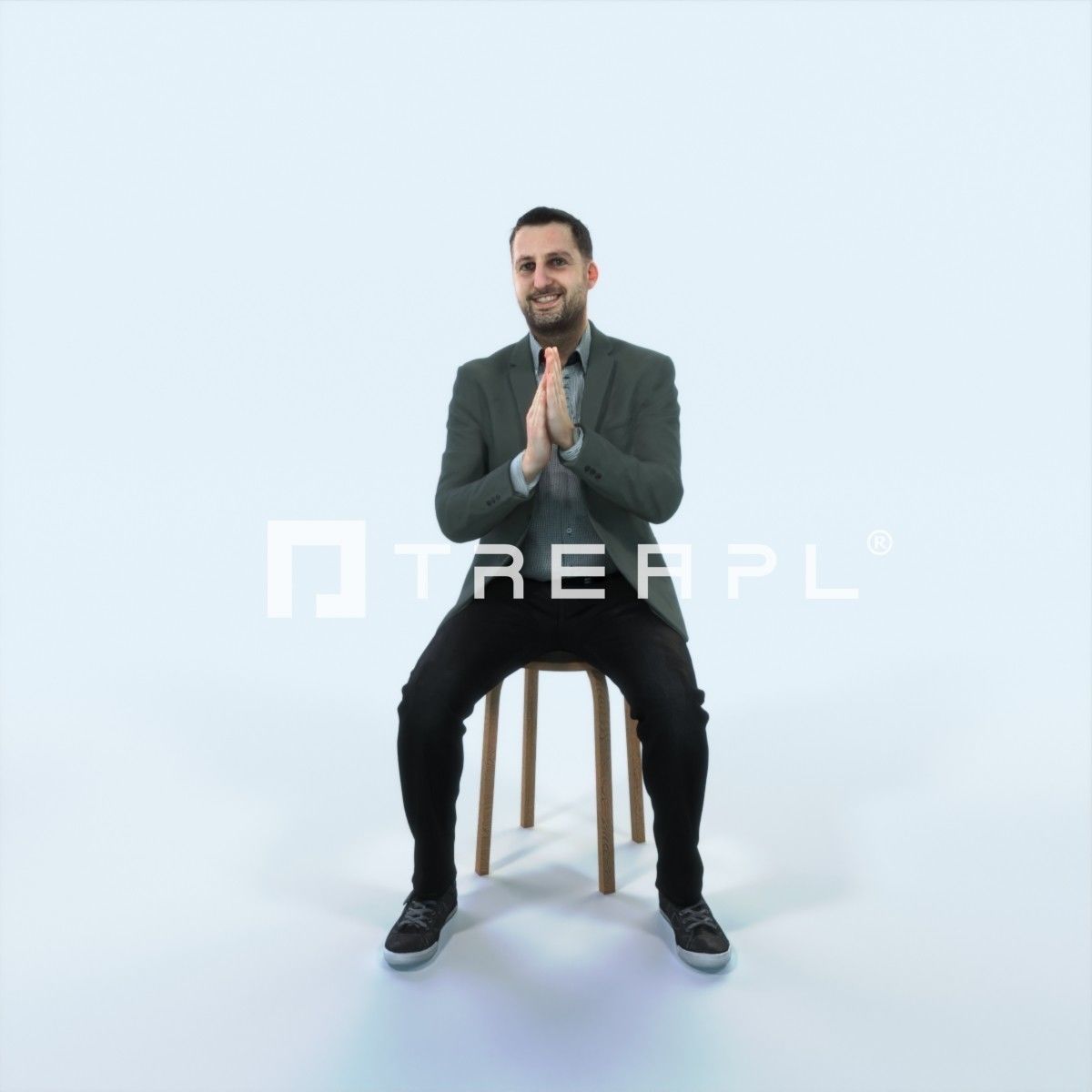 3D model Portrait 08J Clapping Sitting Casual Man VR / AR / low-poly ...