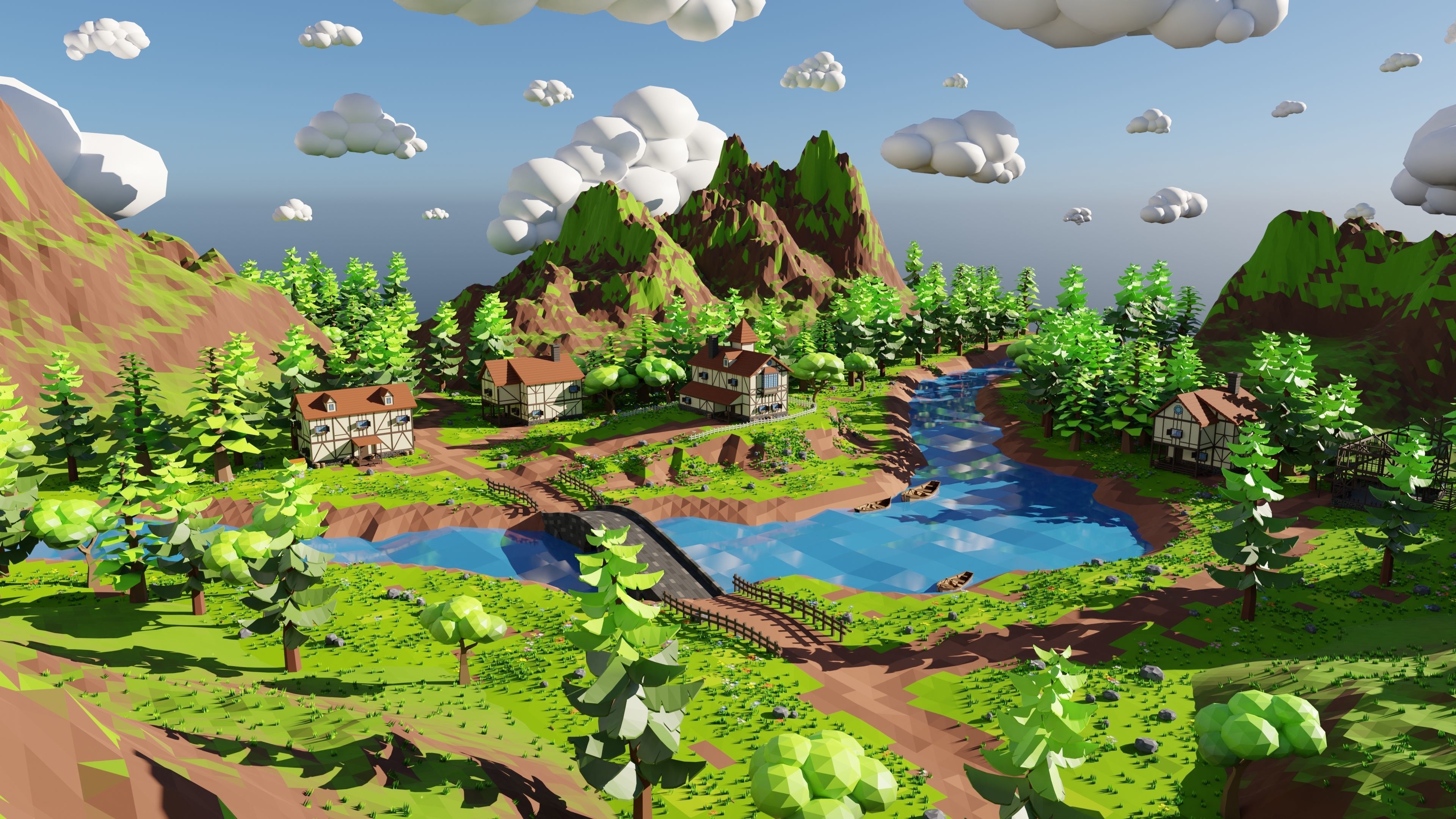 Isometric Small town 3D model | CGTrader