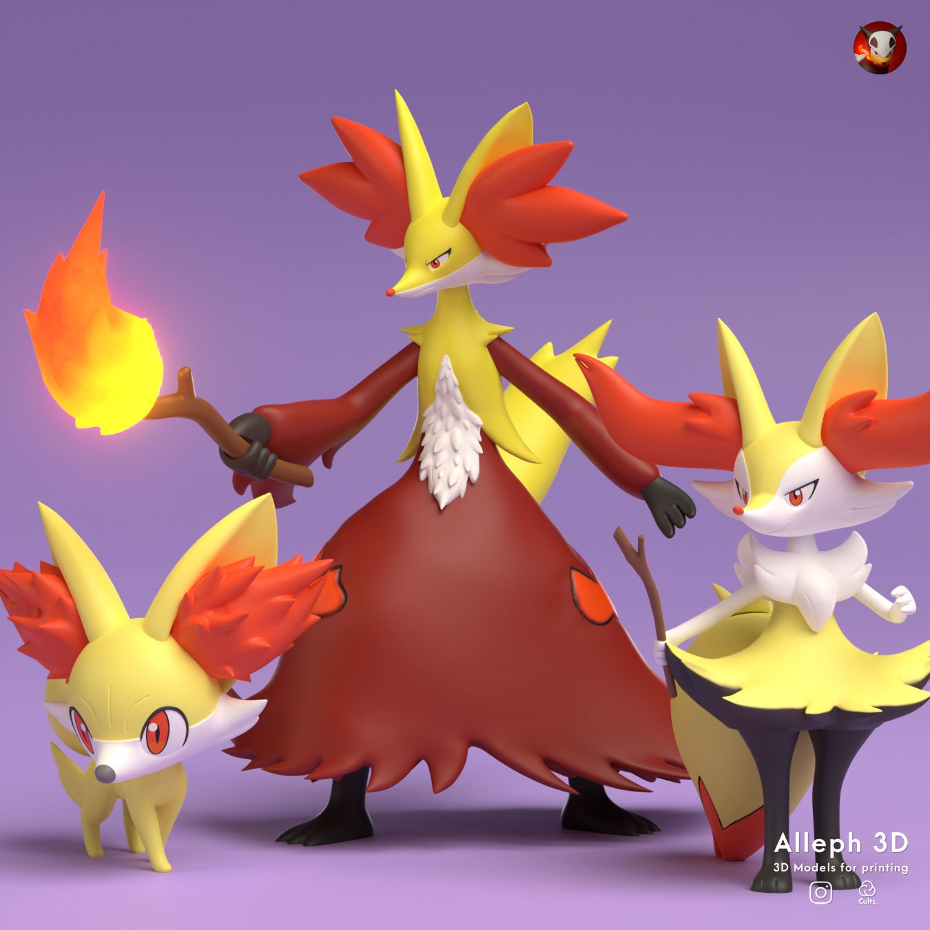 POKEMON FENNEKIN EVOLUTION PACK 3D model 3D printable | CGTrader