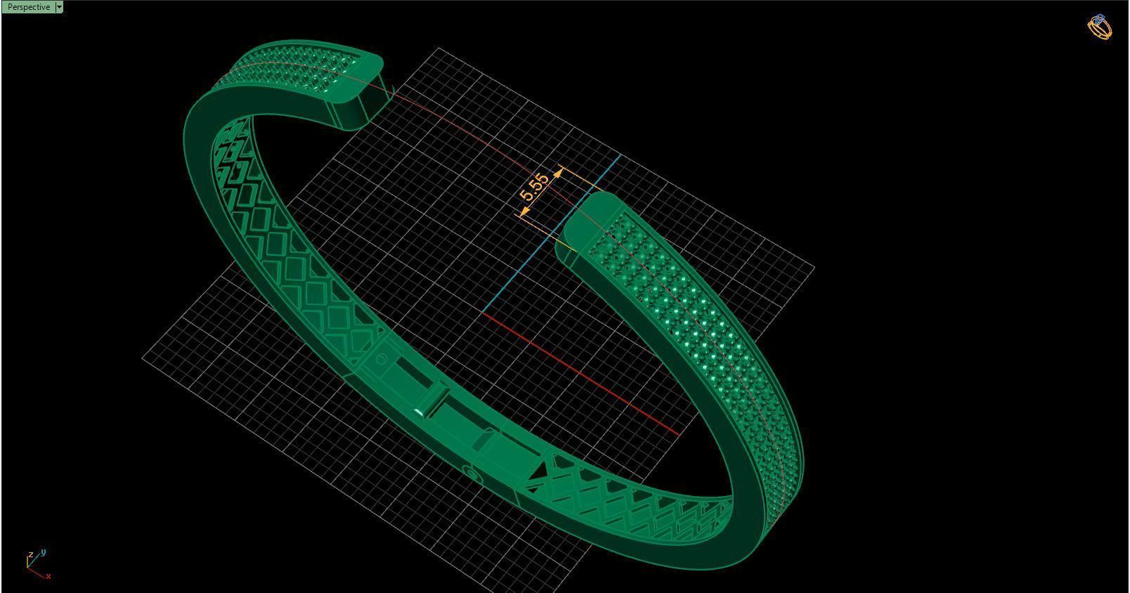 diamond cuff bracelet 3D model 3D printable | CGTrader