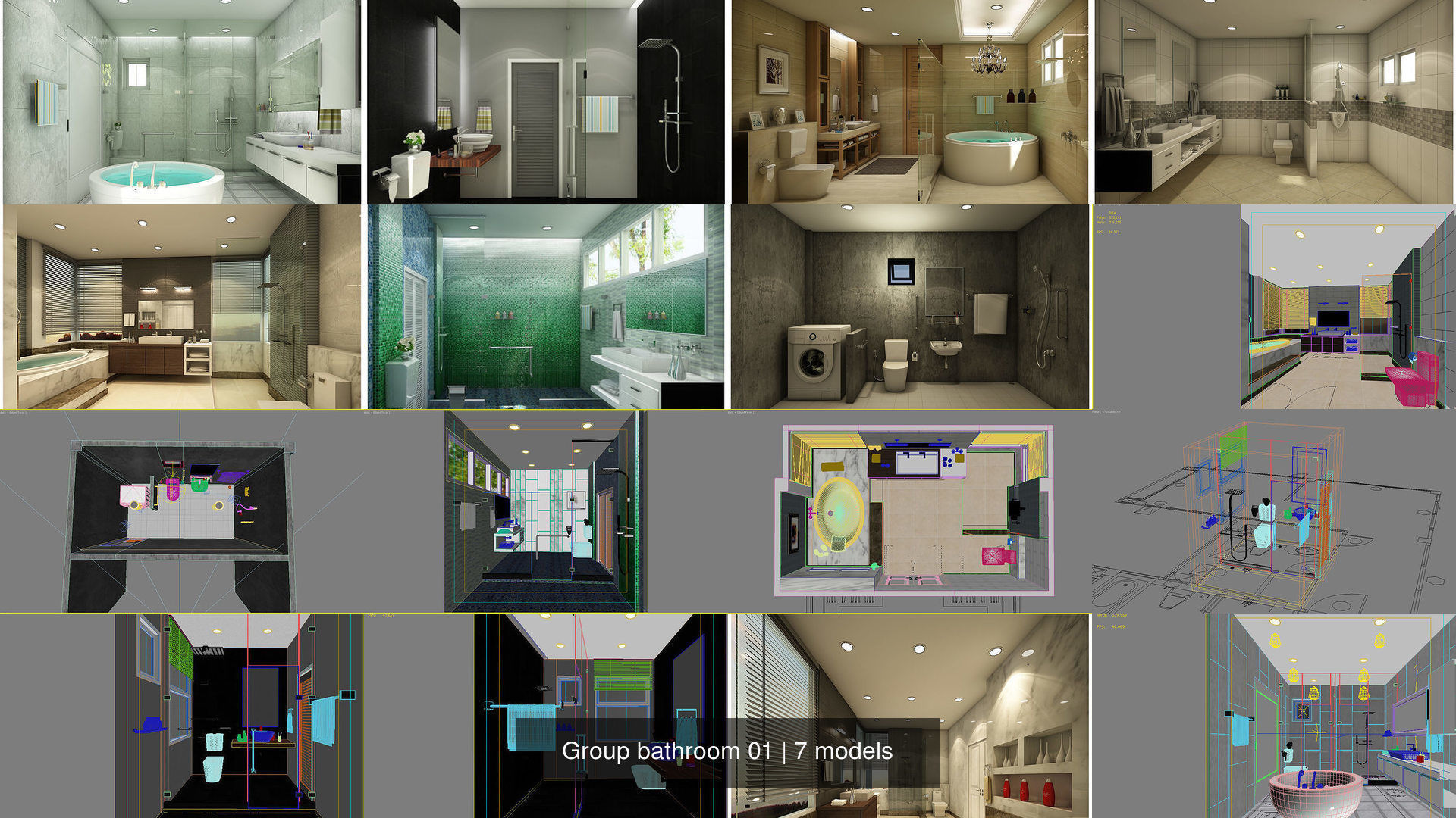 Group bathroom 01 3D Model Collection | CGTrader
