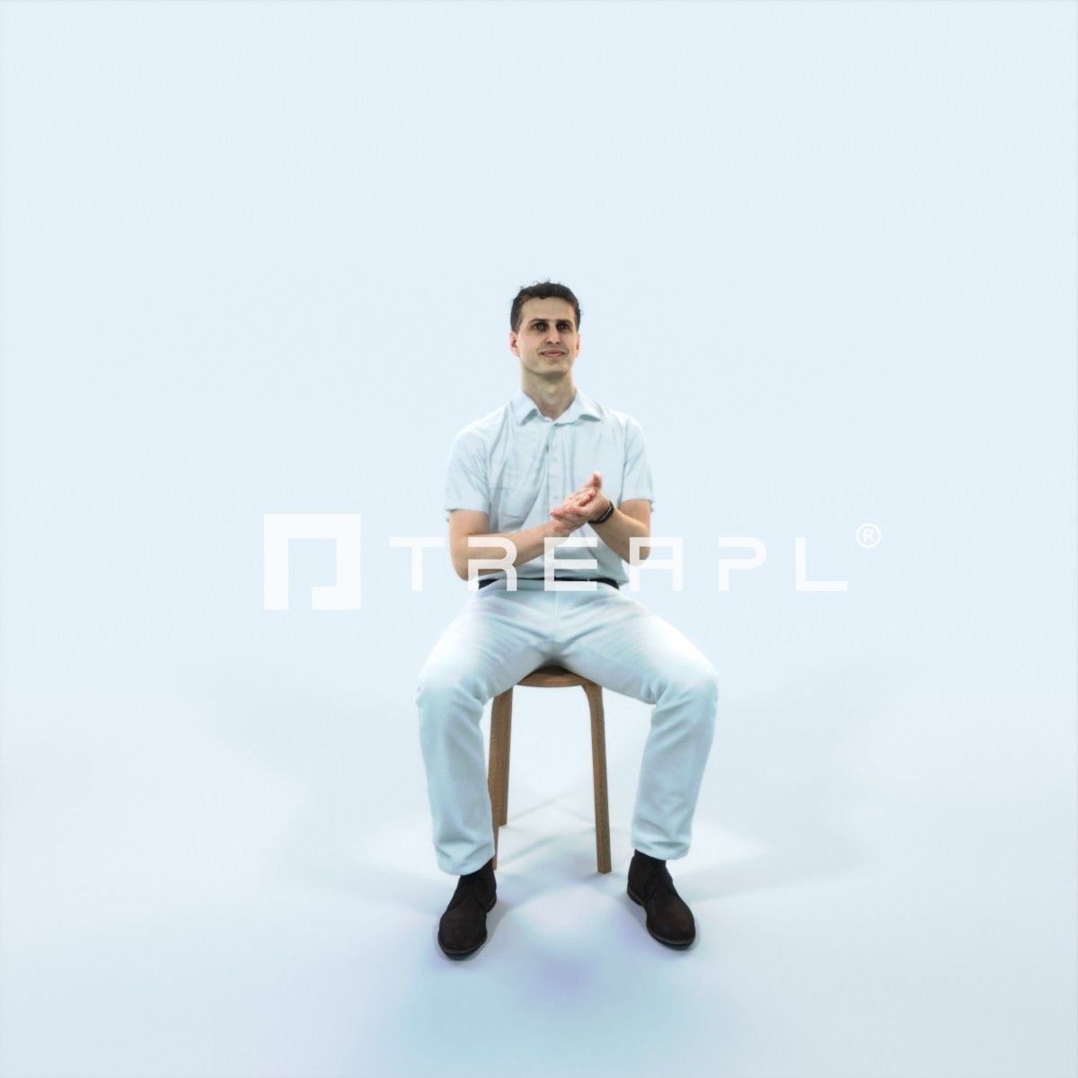 3D model Romance 08M Clapping Clapping Sitting Casual Man VR / AR / low ...