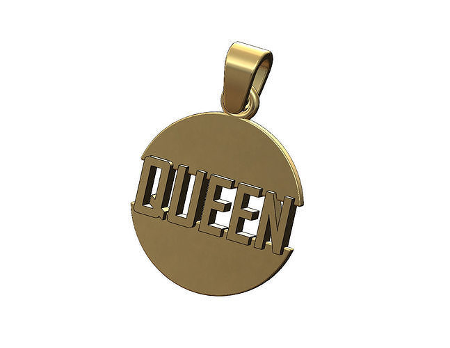 Queen split round pendant with bail 3D model 3D printable | CGTrader