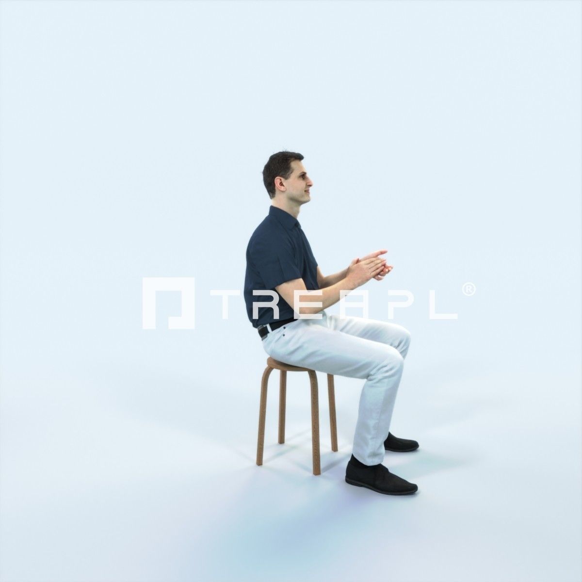 3D model Romance 08J Clapping Clapping Sitting Casual Man VR / AR / low ...