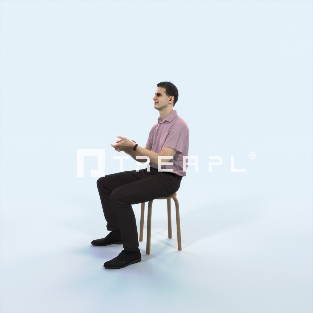 3D model Romance 08F Clapping Clapping Sitting Casual Man VR / AR / low ...