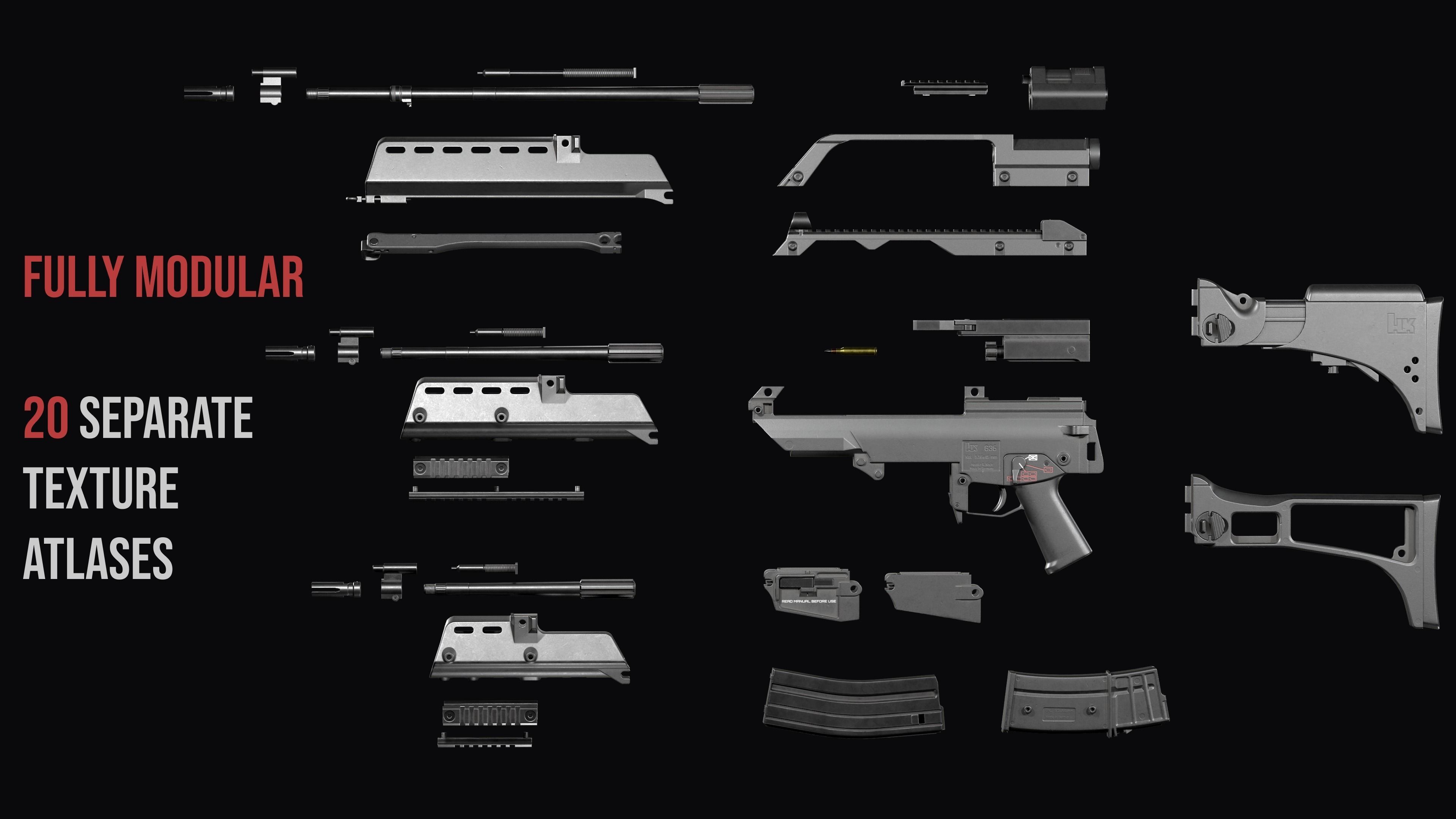 3D model Fully modular assault rifle HK G36 G36E G36K G36KE G36C VR ...