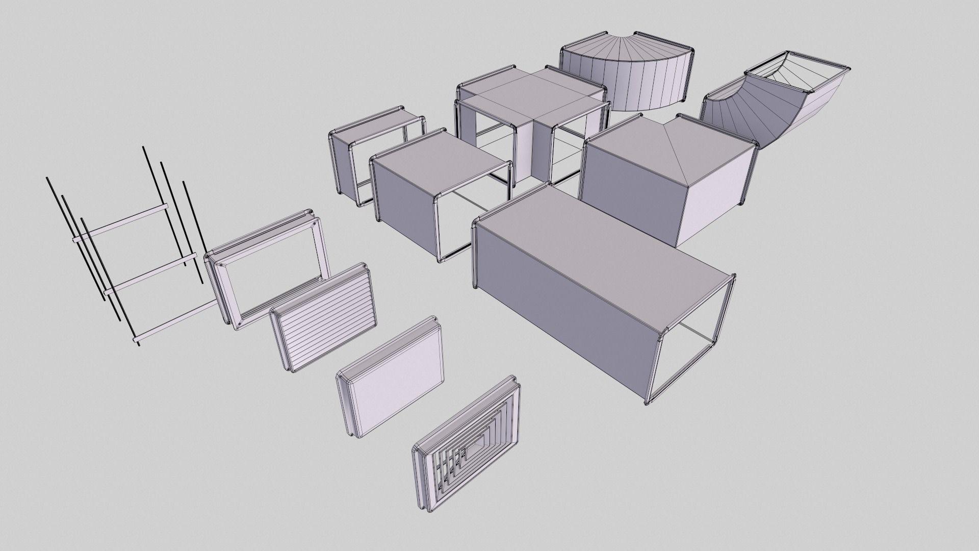 3D model Game-ready PBR Industrial Modular Vent System - Low poly VR ...