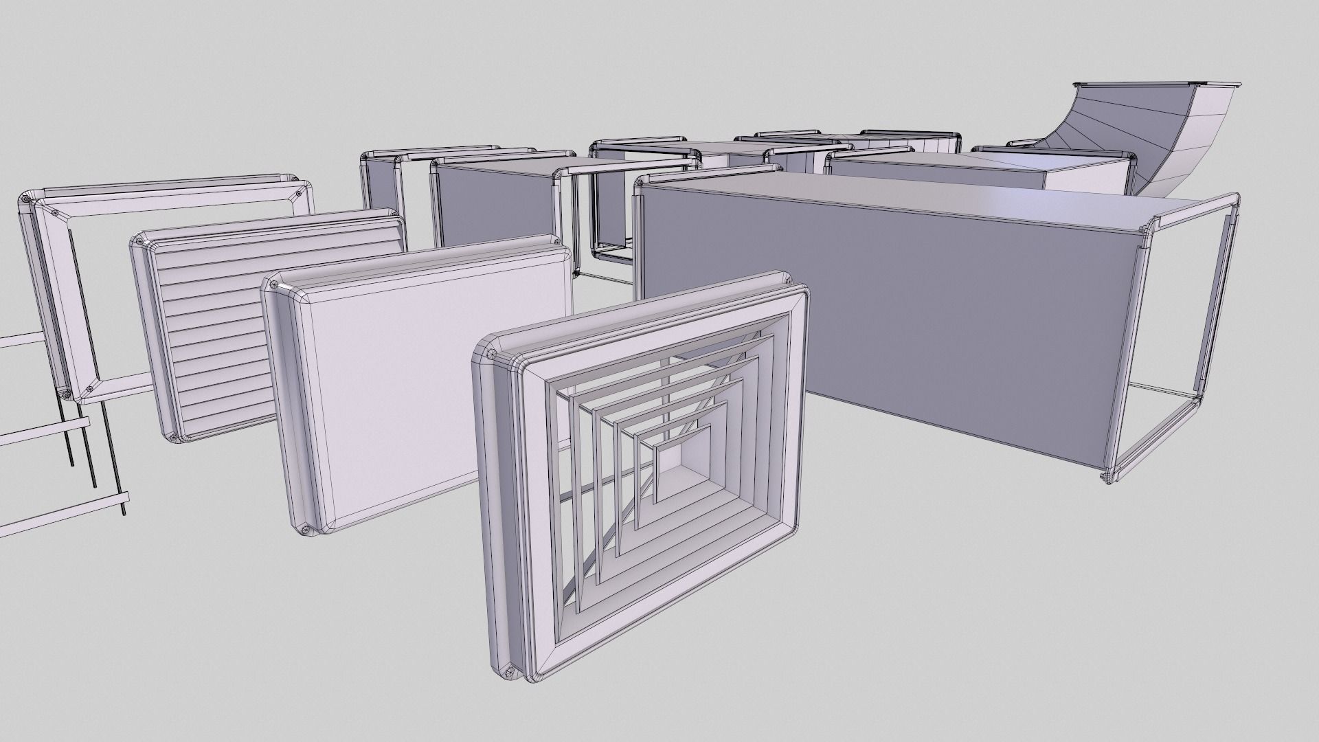 3D model Game-ready PBR Industrial Modular Vent System - Low poly VR ...