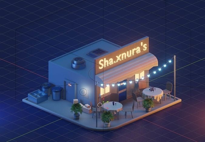 Cafe mini 3D model | CGTrader