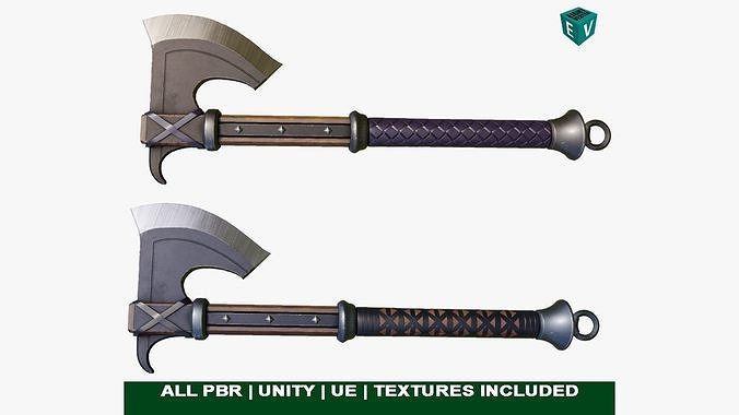 2 Battle Axe Collection All PBR Unity UE Textures Included VR / AR ...