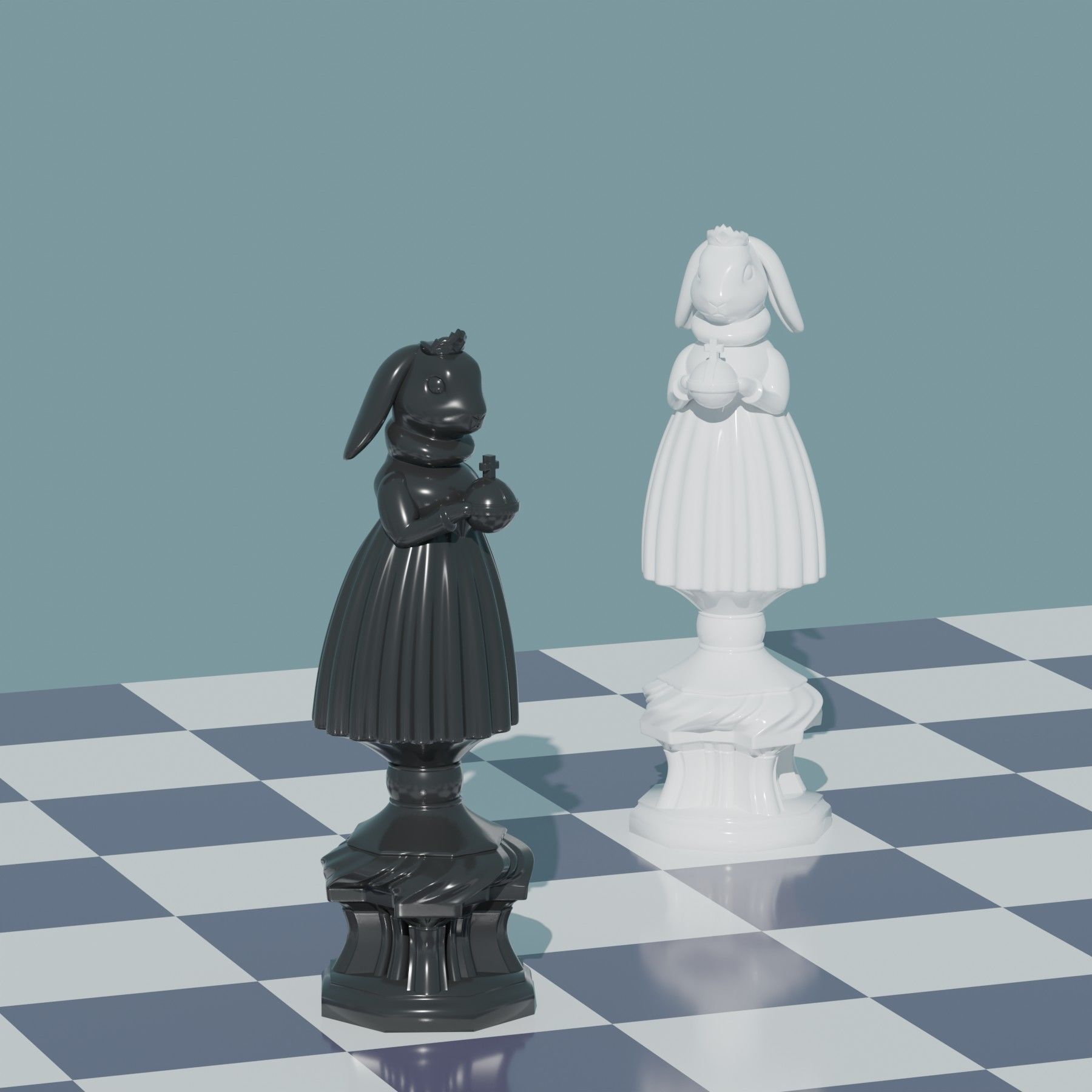 RABBIT CHESS HELIOS SET 3D model 3D printable | CGTrader