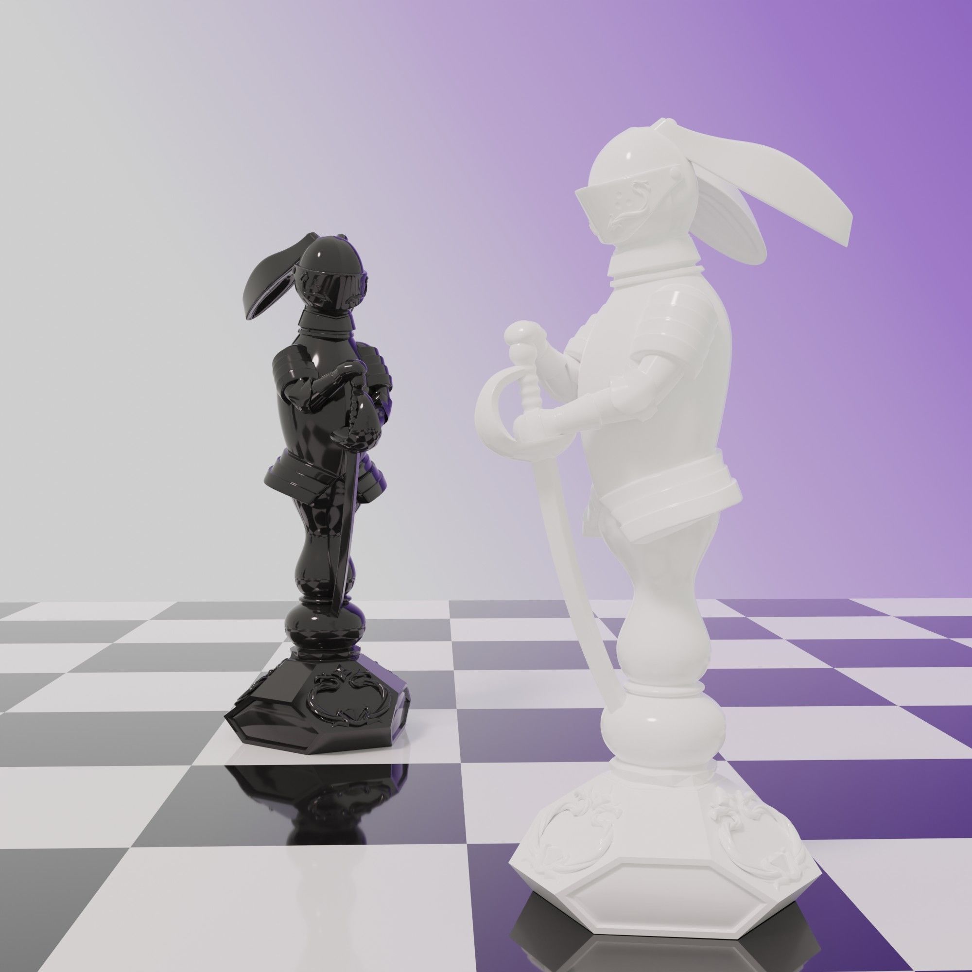 RABBIT CHESS lithos SET 3D model 3D printable | CGTrader