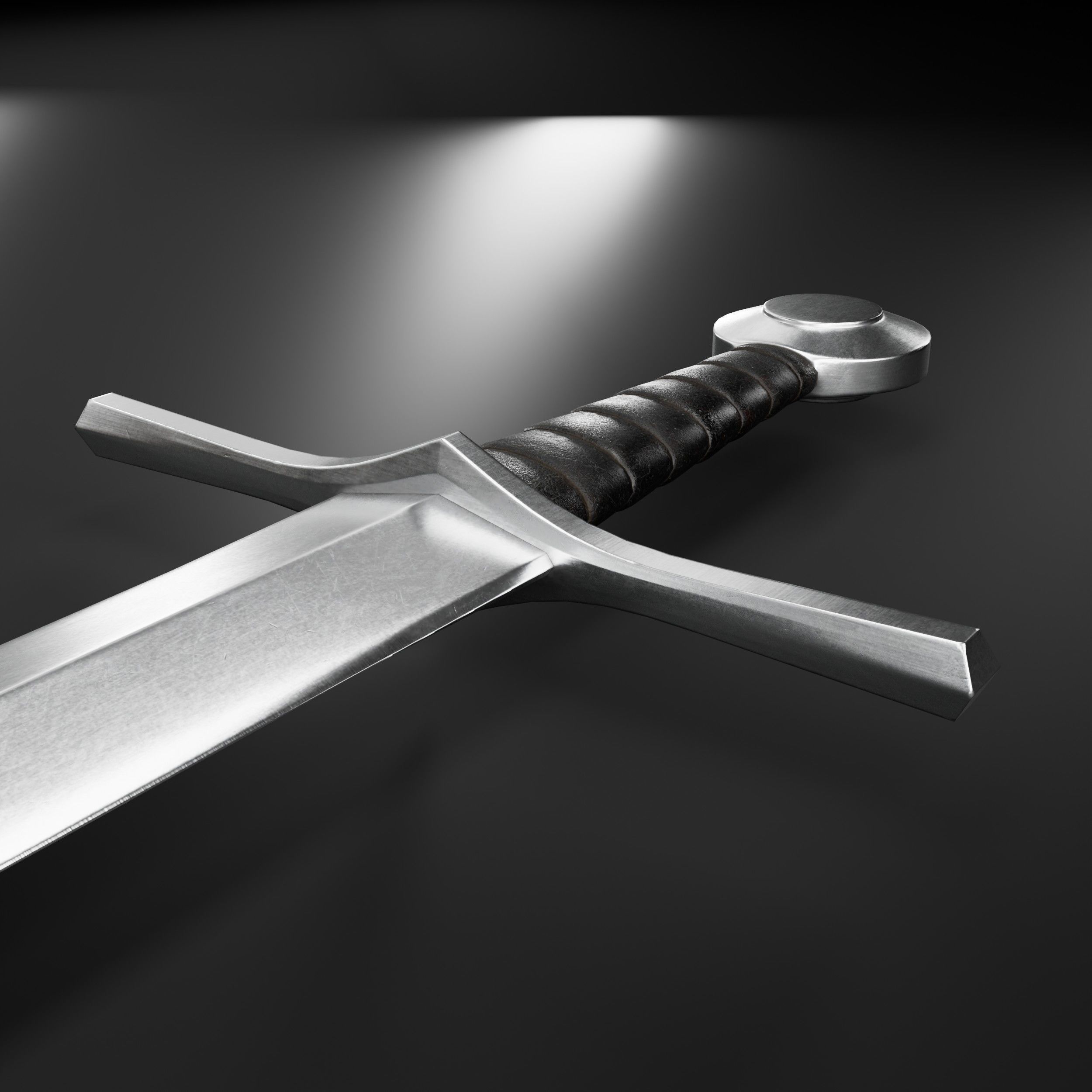 3D model Medieval Sword 05 low poly plus old texture and sheath UE VR ...