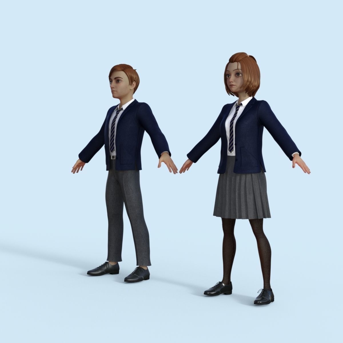 3D model High school students Girl and Boy VR / AR / low-poly | CGTrader