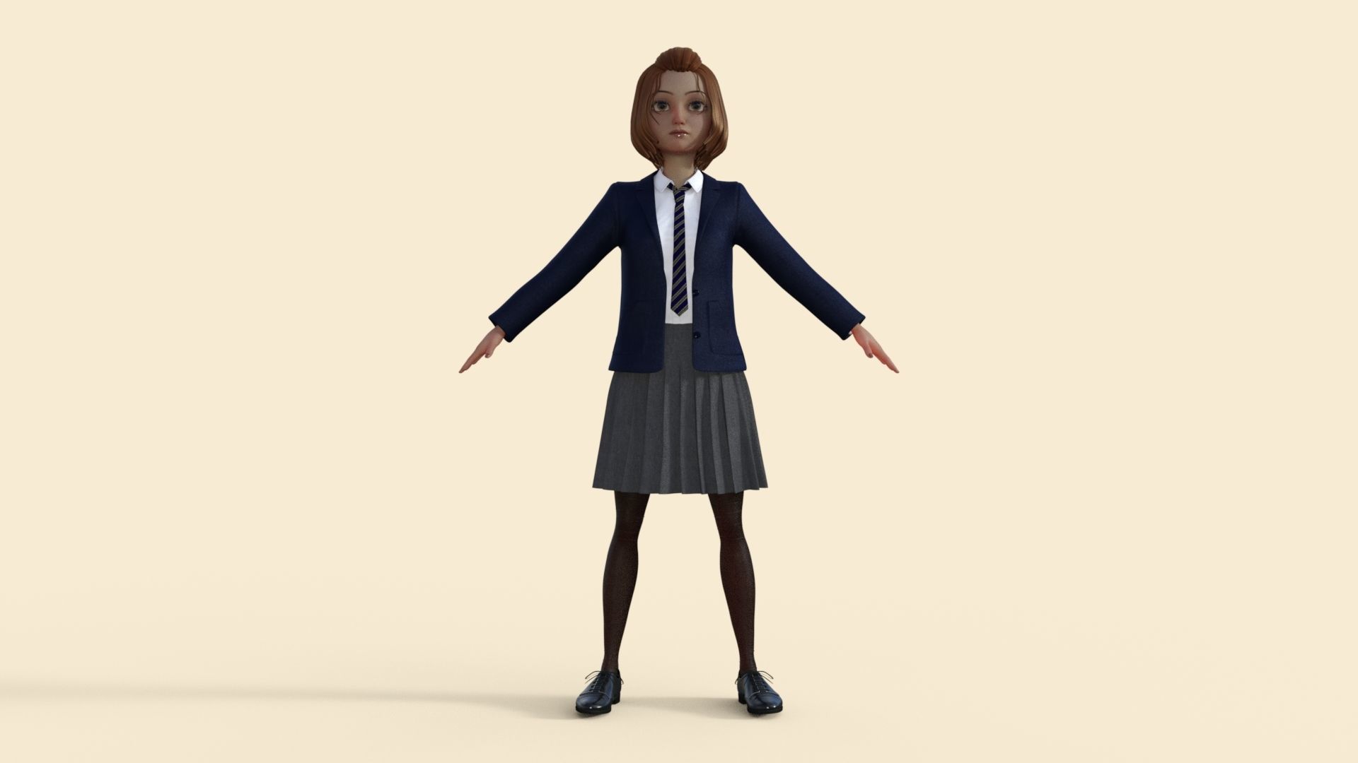 High School Student Girl 3D model rigged | CGTrader