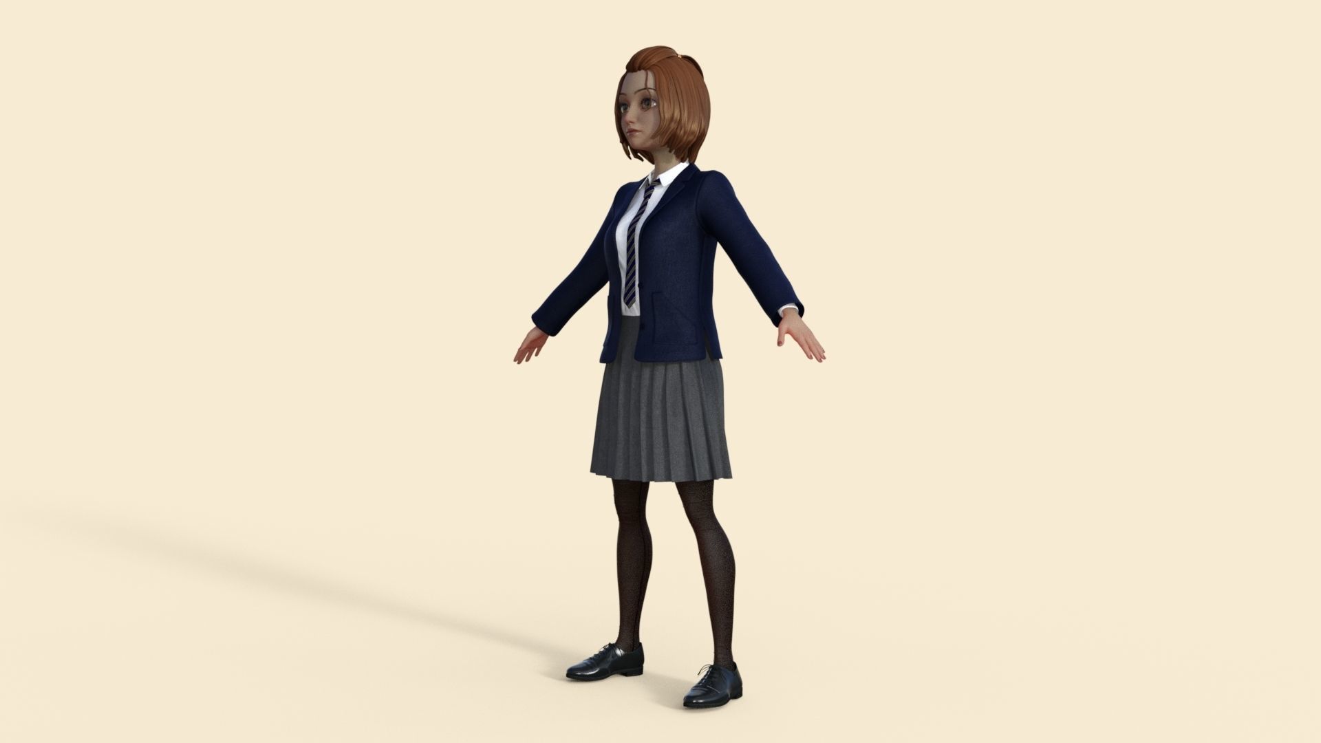 High School Student Girl 3D model rigged | CGTrader
