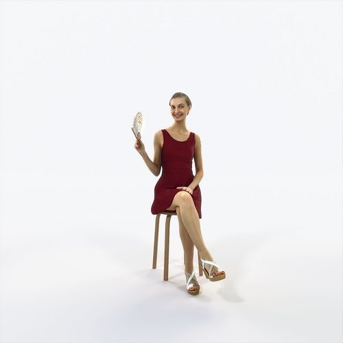 3D model Aspiration 01E Fan Sitting Casual Woman VR / AR / low-poly ...