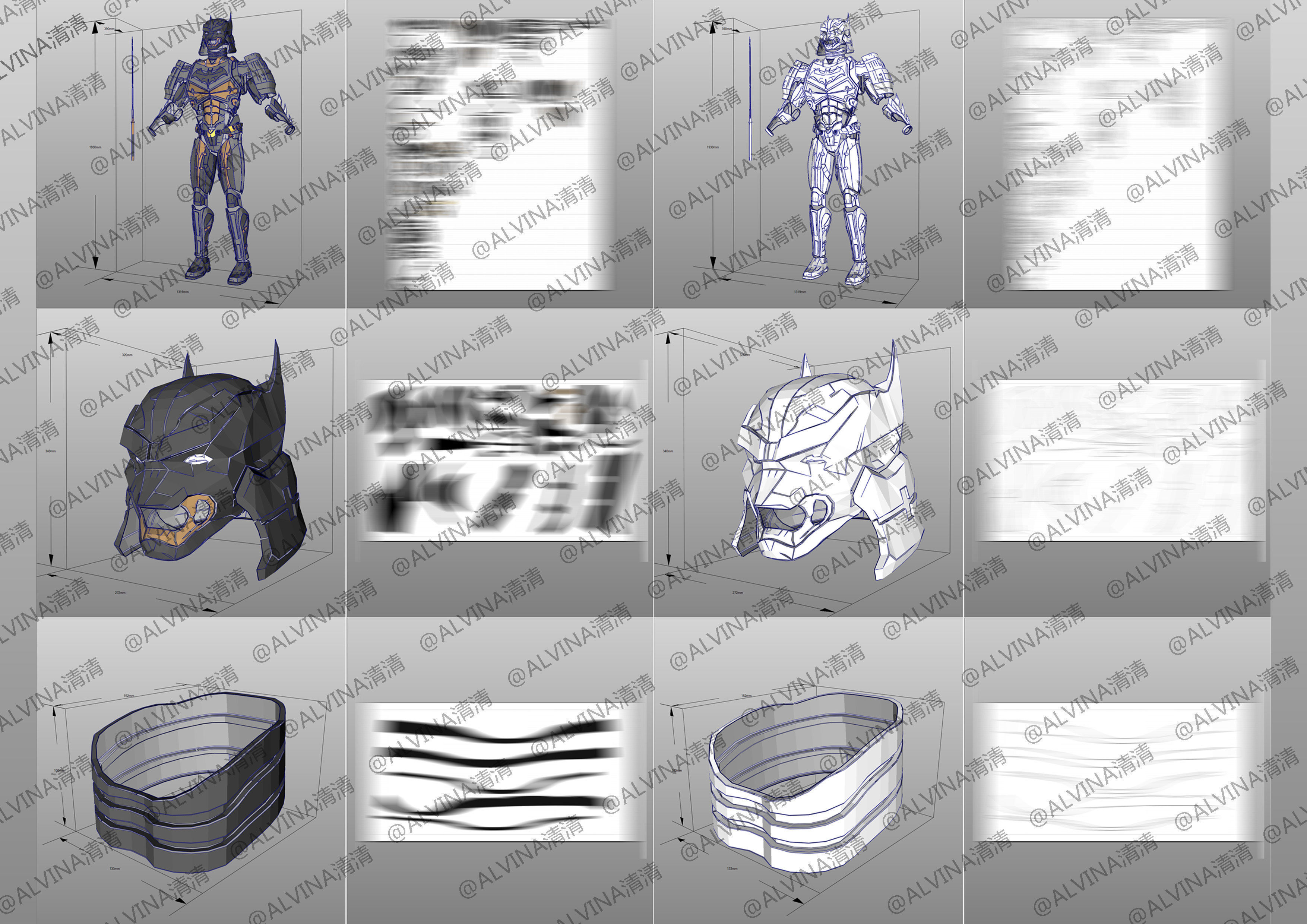 3D model Batman Samurai - Cosplay Pepakura Foam Template VR / AR / low ...