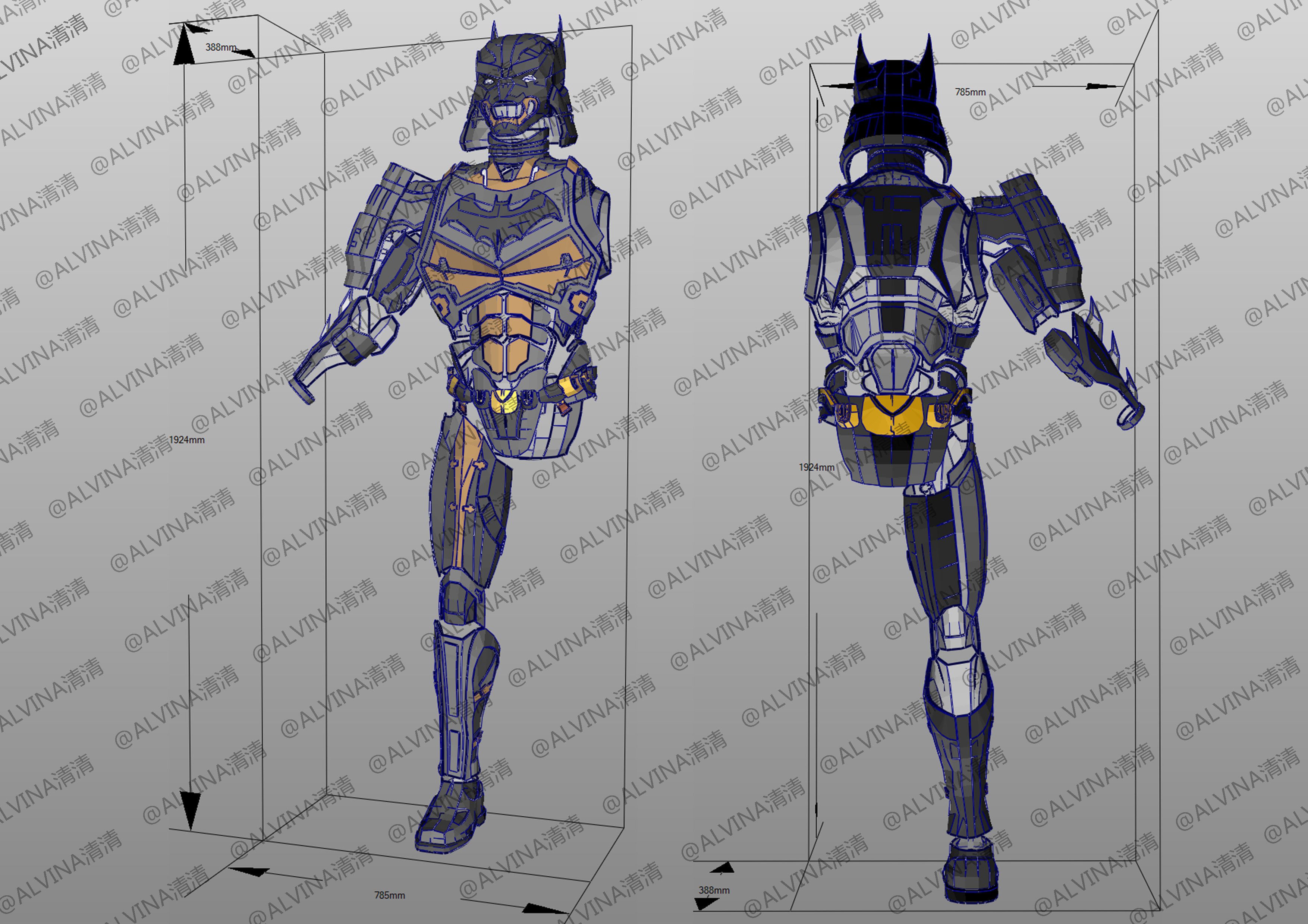3D model Batman Samurai - Cosplay Pepakura Foam Template VR / AR / low ...