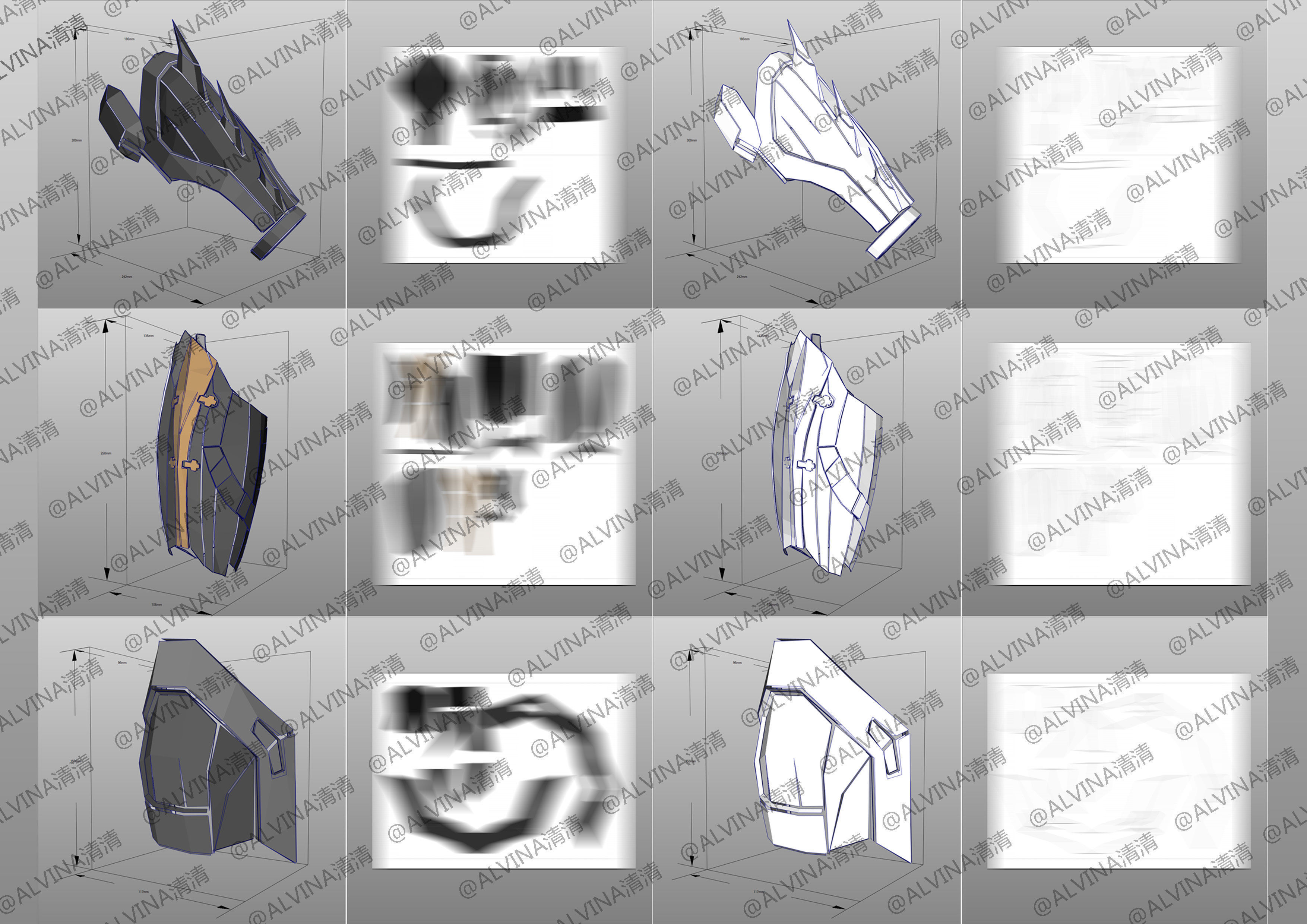 3D model Batman Samurai - Cosplay Pepakura Foam Template VR / AR / low ...
