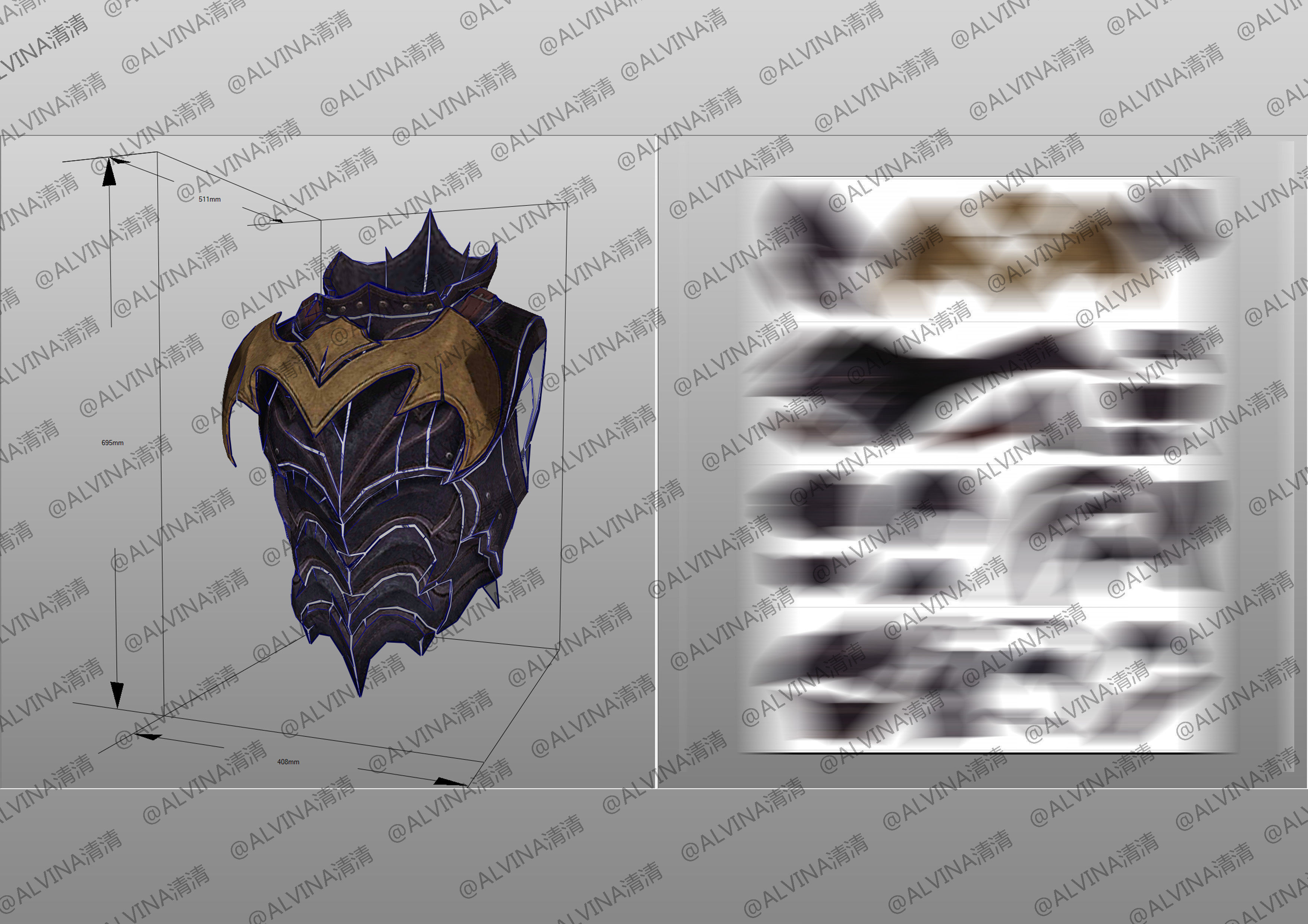 3D model Lineage 2 Batman - Cosplay Pepakura Foam Template VR / AR ...