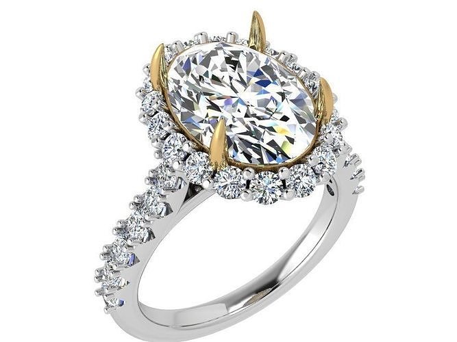 Oval chain style diamond ring 3693 3D print model 3D model 3D printable ...