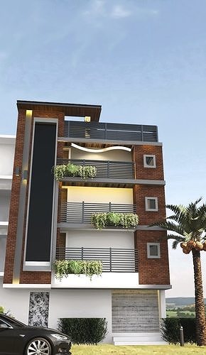 FREE building elevation free VR / AR / low-poly 3D model animated ...