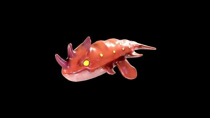 3D model Low Poly Flying Alien Organic Creature Low-poly 3D model VR ...