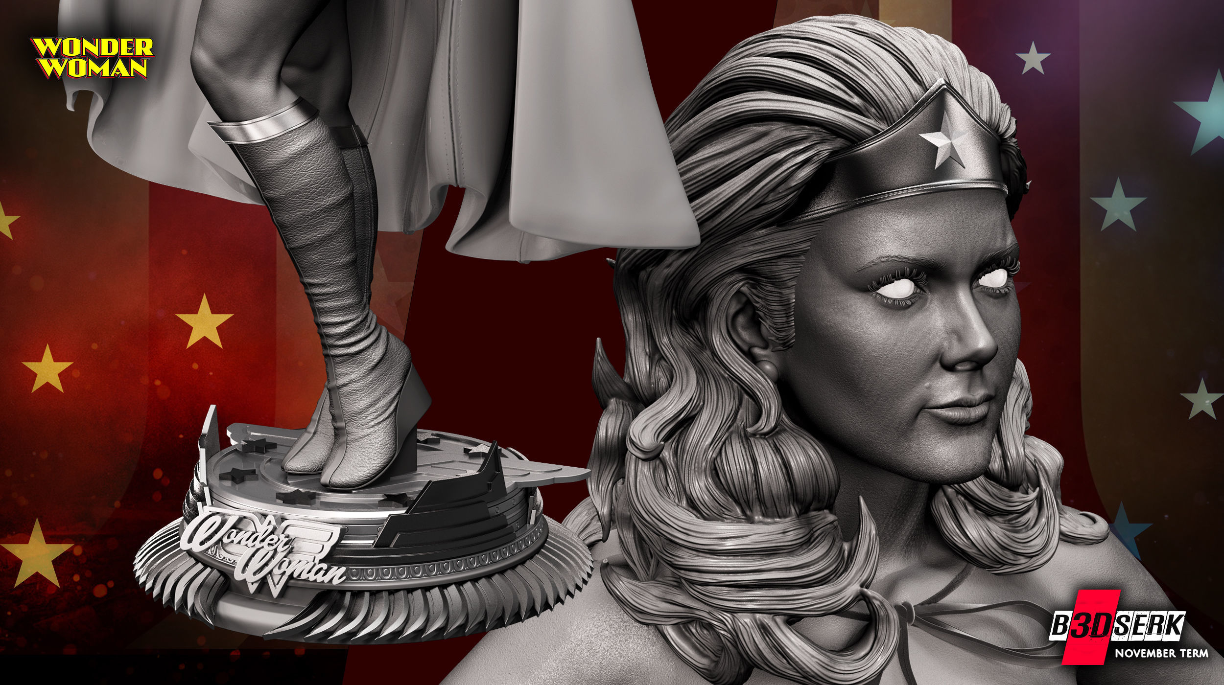 Wonder Woman - Lynda Carter Sculpture ready for printing free 3D model ...