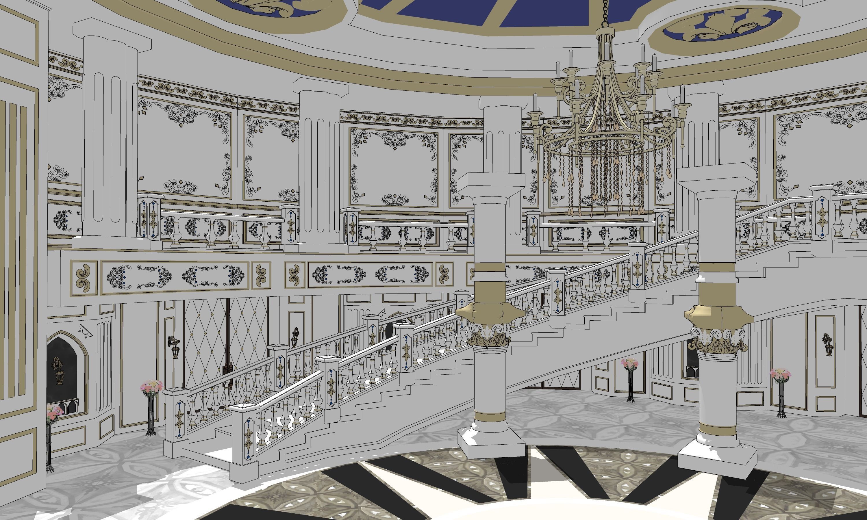 Mansion main hall 3D model | CGTrader