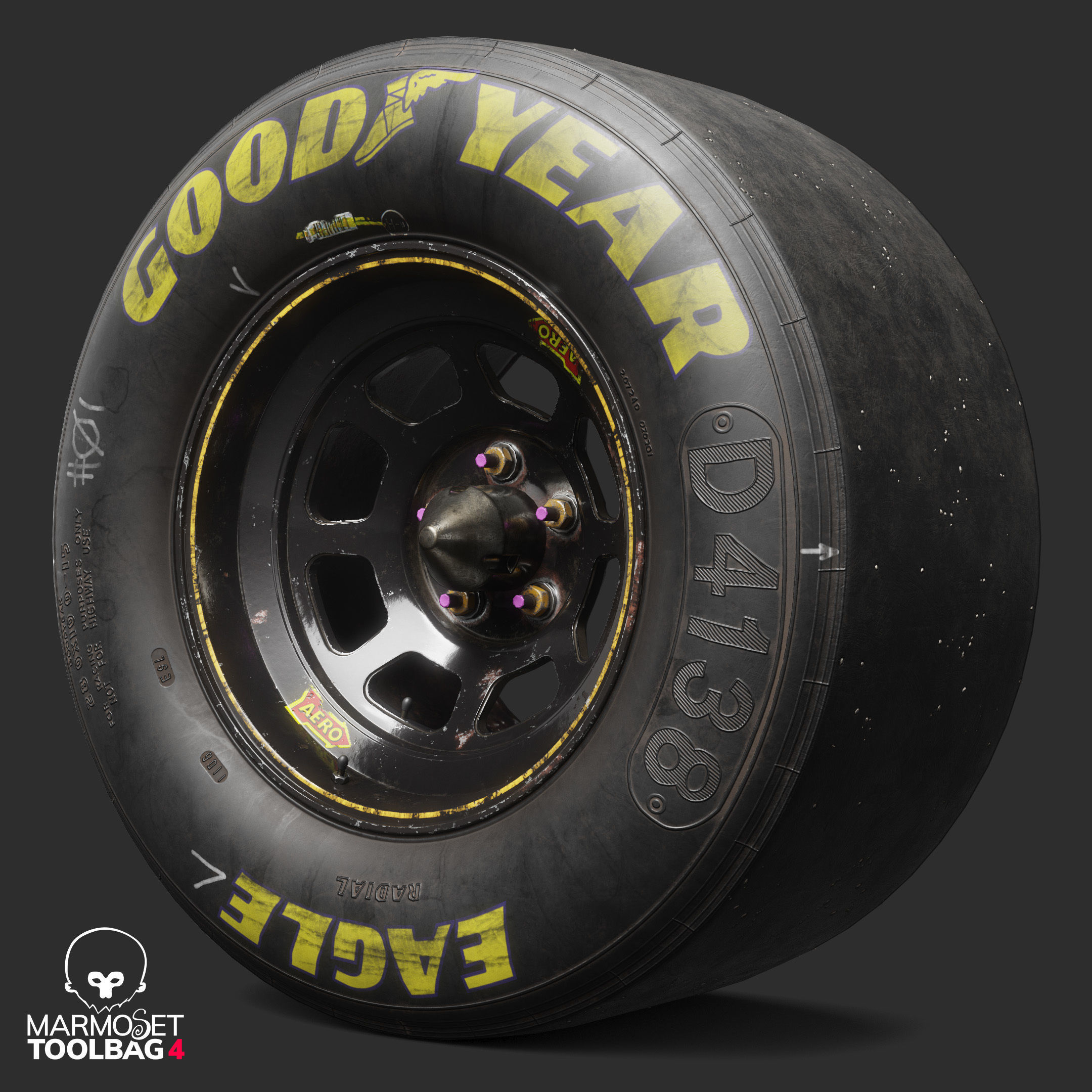 3D model NASCAR Wheel Worn Low Poly VR / AR / low-poly | CGTrader