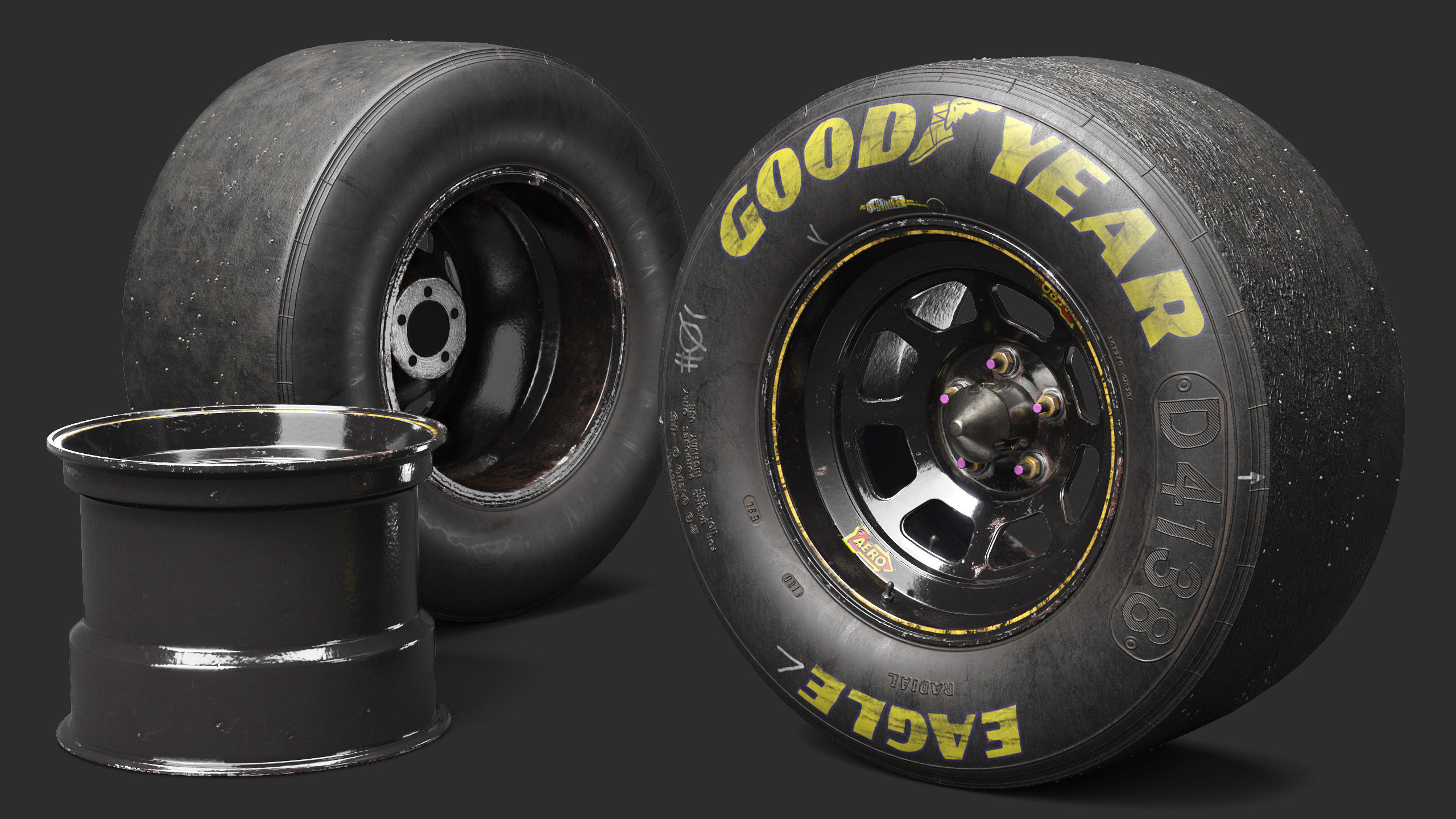 3D model NASCAR Wheel Worn Low Poly VR / AR / low-poly | CGTrader