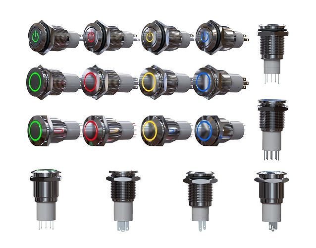 push-button indicator lamp 3D model | CGTrader