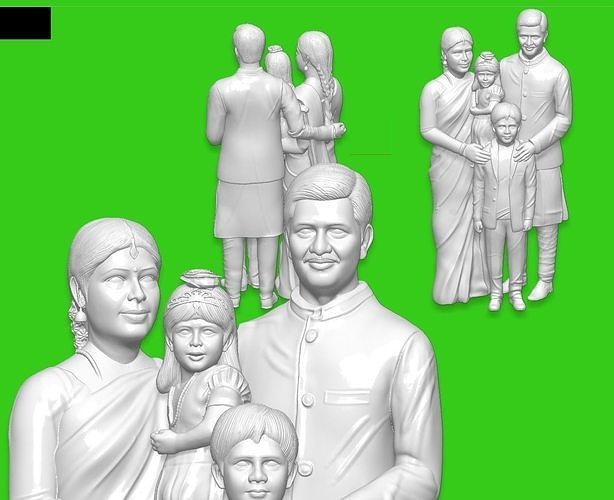 family miniature 3D model 3D printable | CGTrader