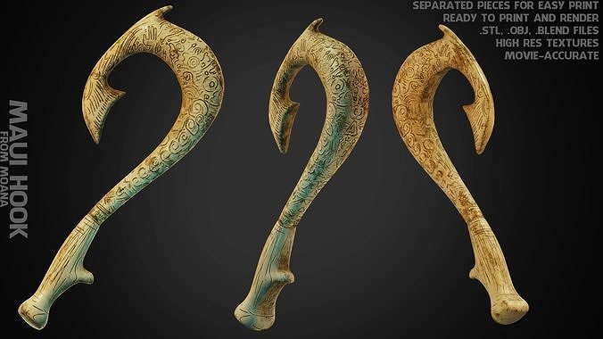 Moana Maui Hook for Cosplay 3D model 3D printable | CGTrader