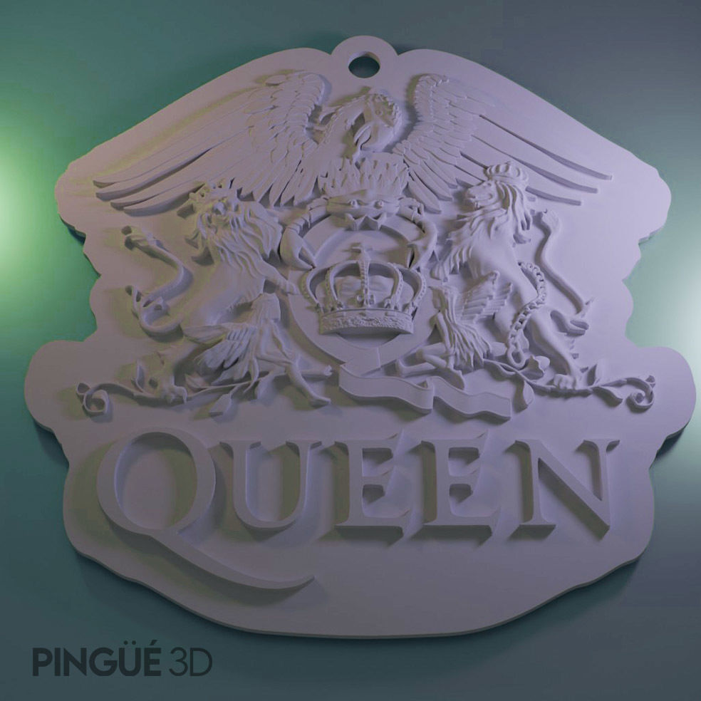 QUEEN LOGO KEYCHAIN AND BASRELIEF CREST - 3D AND CNC HEIGHTMAP 3D model ...