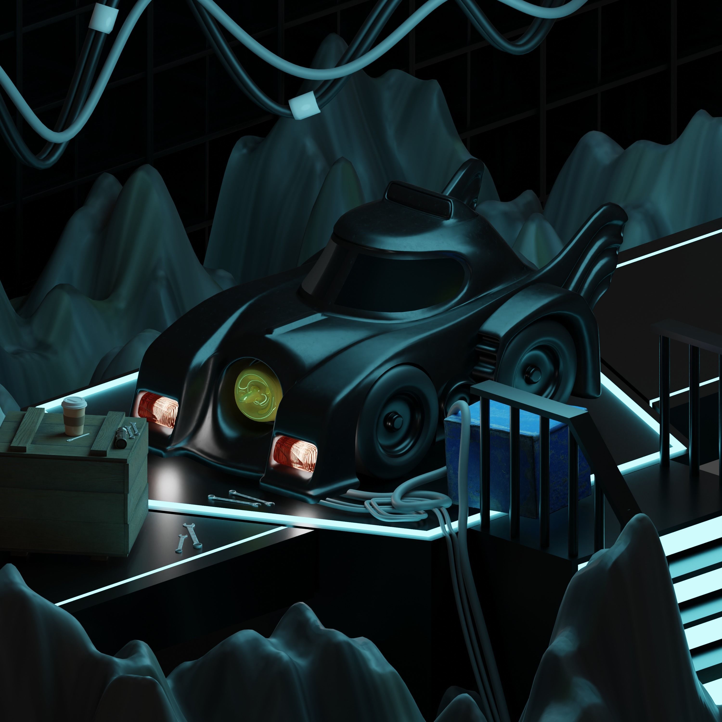 3D model Batmobile - Batman Returns - The Flash - mini 3D model VR / AR ...