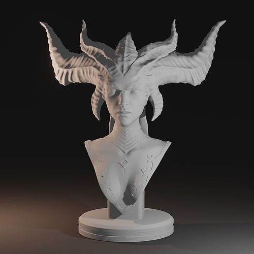 Diablo 4 Lilith 3D Print Ready Bust 3D model 3D printable | CGTrader