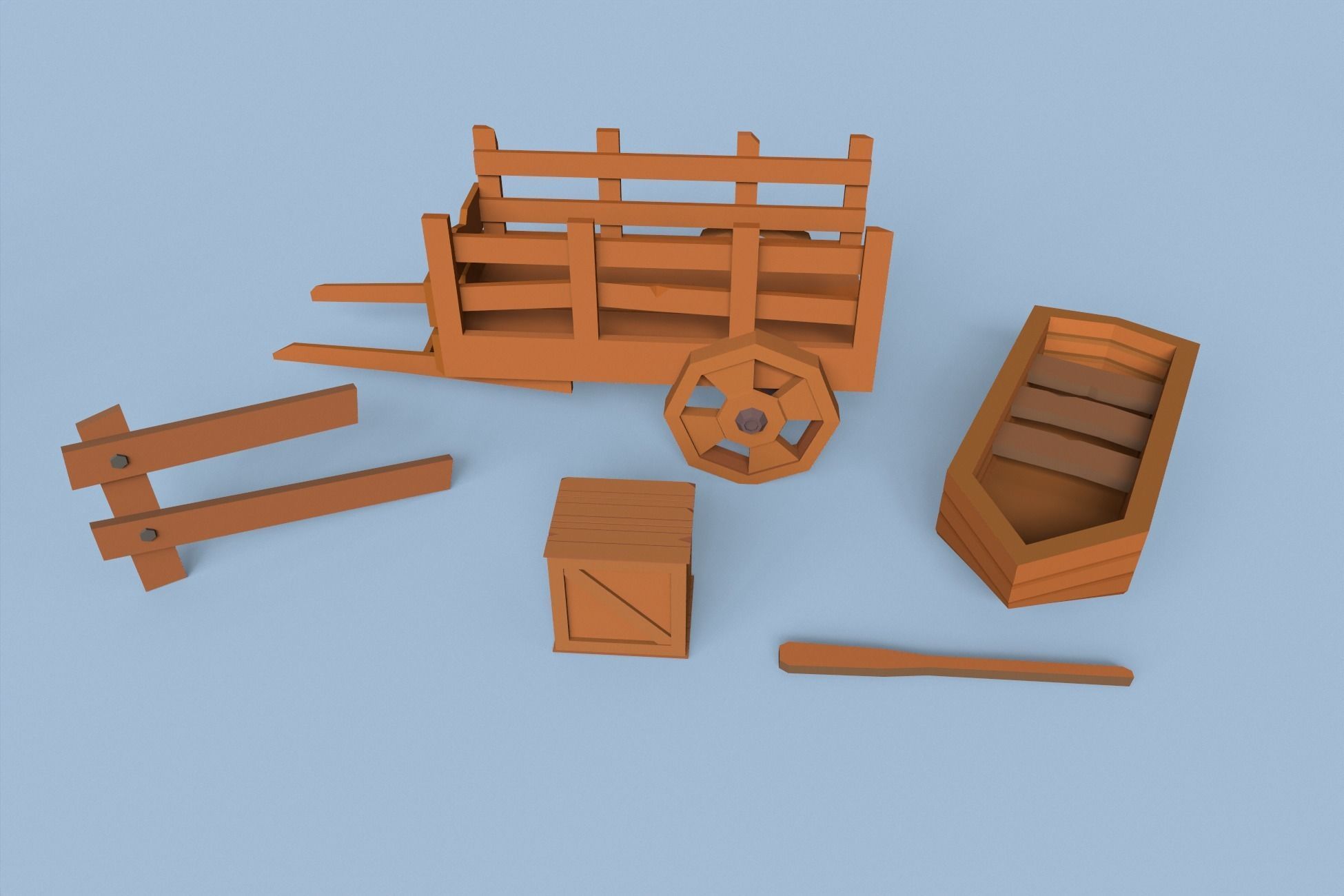 LOW POLY WOODEN PROPS 3D model | CGTrader