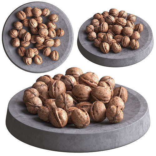 Walnuts in dish 01 3D model | CGTrader