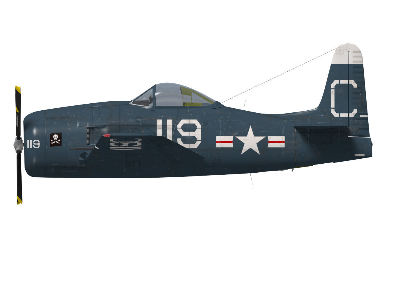 Grumman F8F F-2 Bearcat 3D model | CGTrader