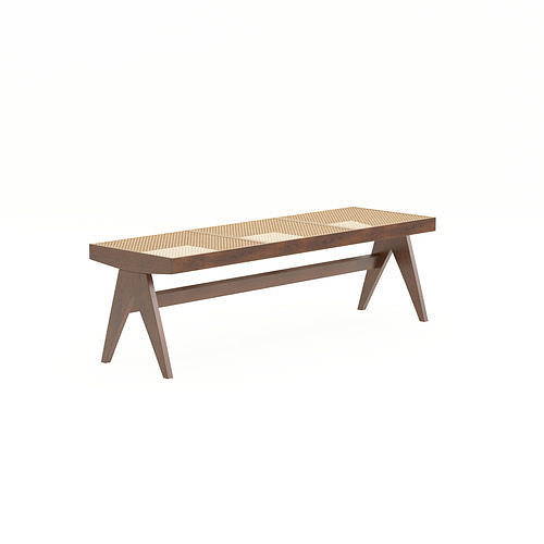Wooden Rattan Bench 3D model | CGTrader
