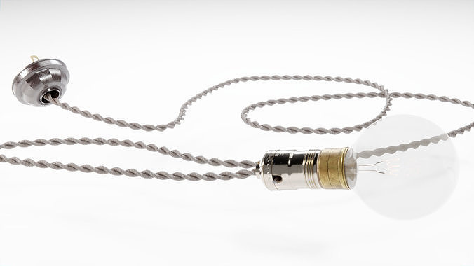 Old Nickeled Brass light bulb socket light bulb and power plug 3D model ...