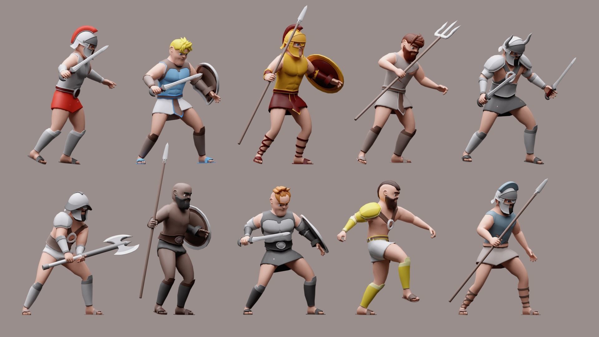 3D model Cartoon characters gladiators VR / AR / low-poly | CGTrader